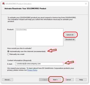 How does the SOLIDWORKS activation process work?