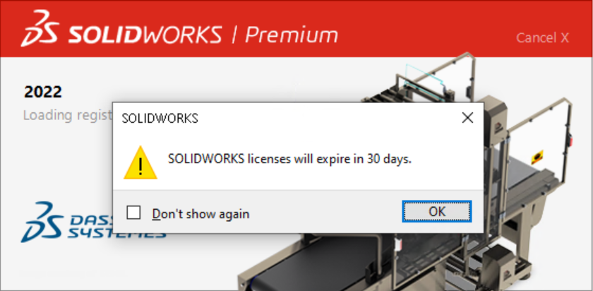 SOLIDWORKS licenses will expire in 'X' days - Reactivate!