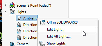 Adjusting Lights In SOLIDWORKS Templates
