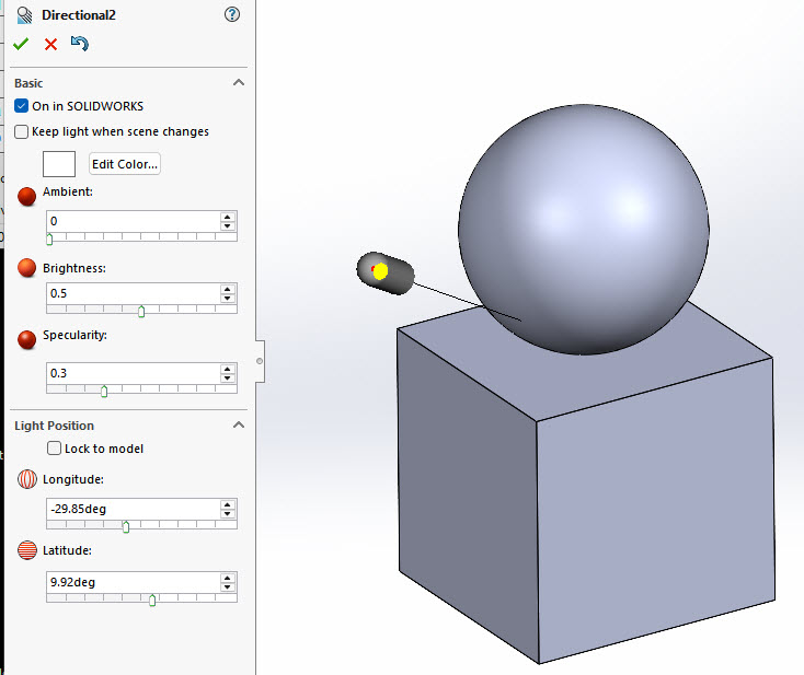 Adjusting Lights In SOLIDWORKS Templates