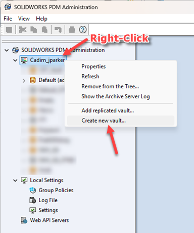 Creating a SOLIDWORKS PDM Sandbox Vault