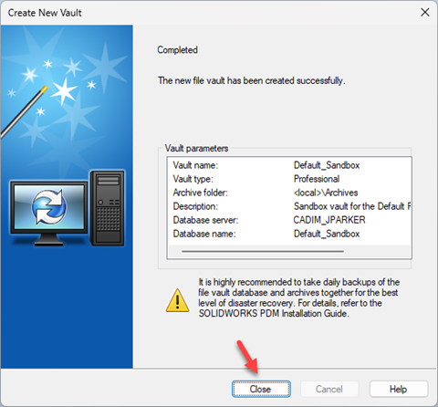 Creating a SOLIDWORKS PDM Sandbox Vault