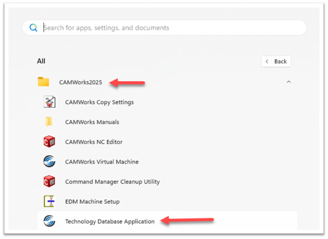 Importing the Technology Database in CAMWorks