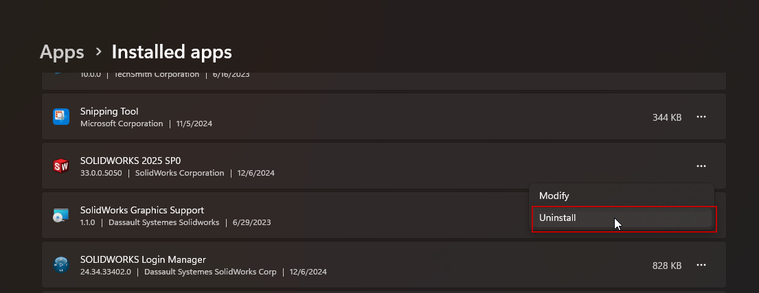 How do I do a clean uninstall of SOLIDWORKS?